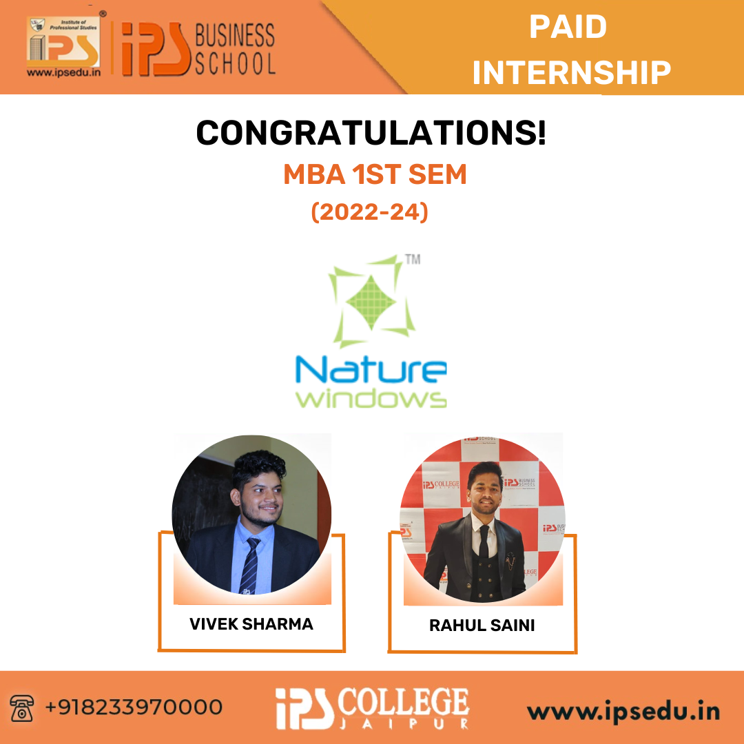 IPS BUSINESS SCHOOL JAIPUR is proud of VIVEK SHARMA AND RAHUL SAINI ...