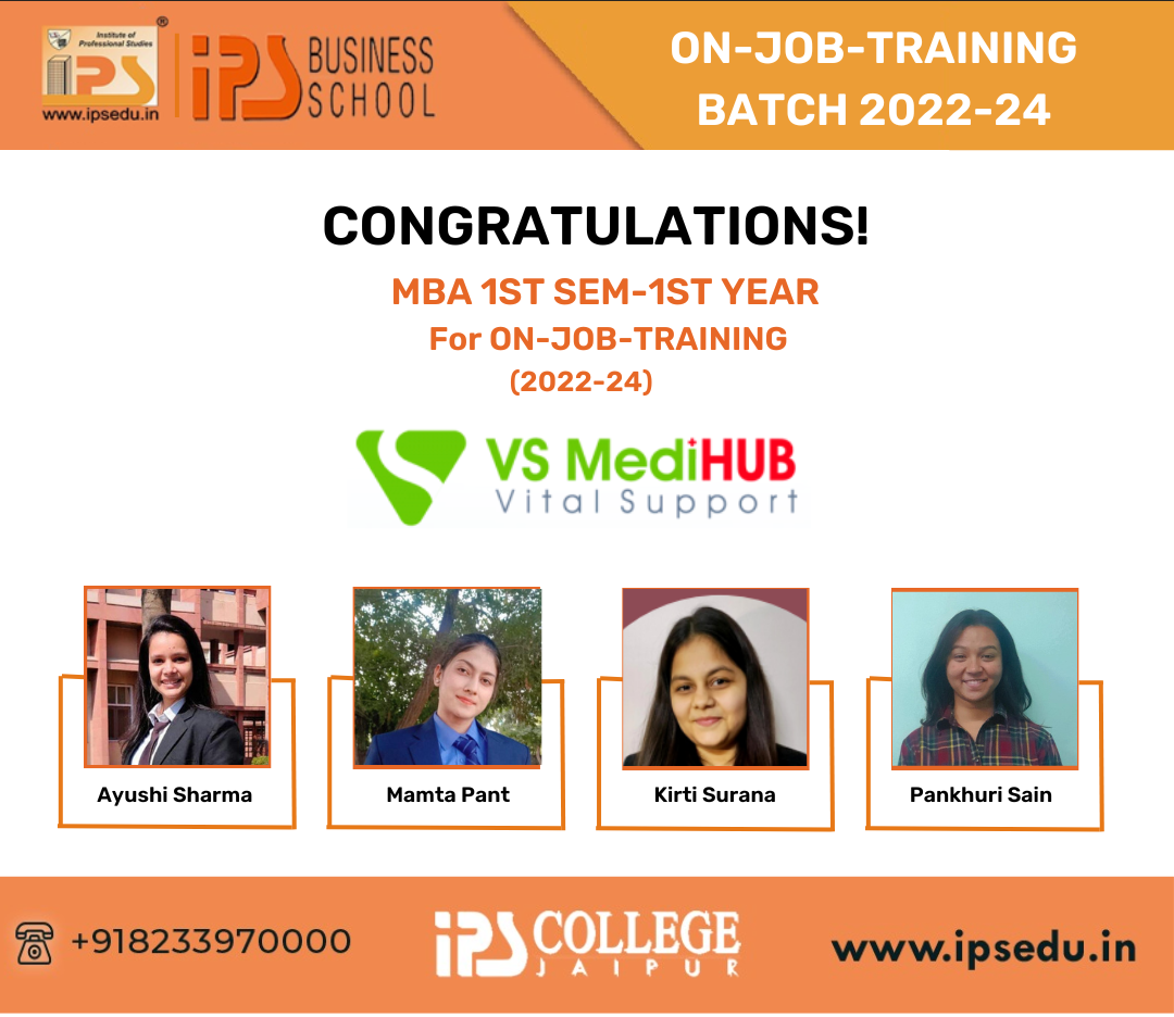 4 MBA students of IPS BUSINESS SCHOOL, Jaipur, namely Kirti Surana ...